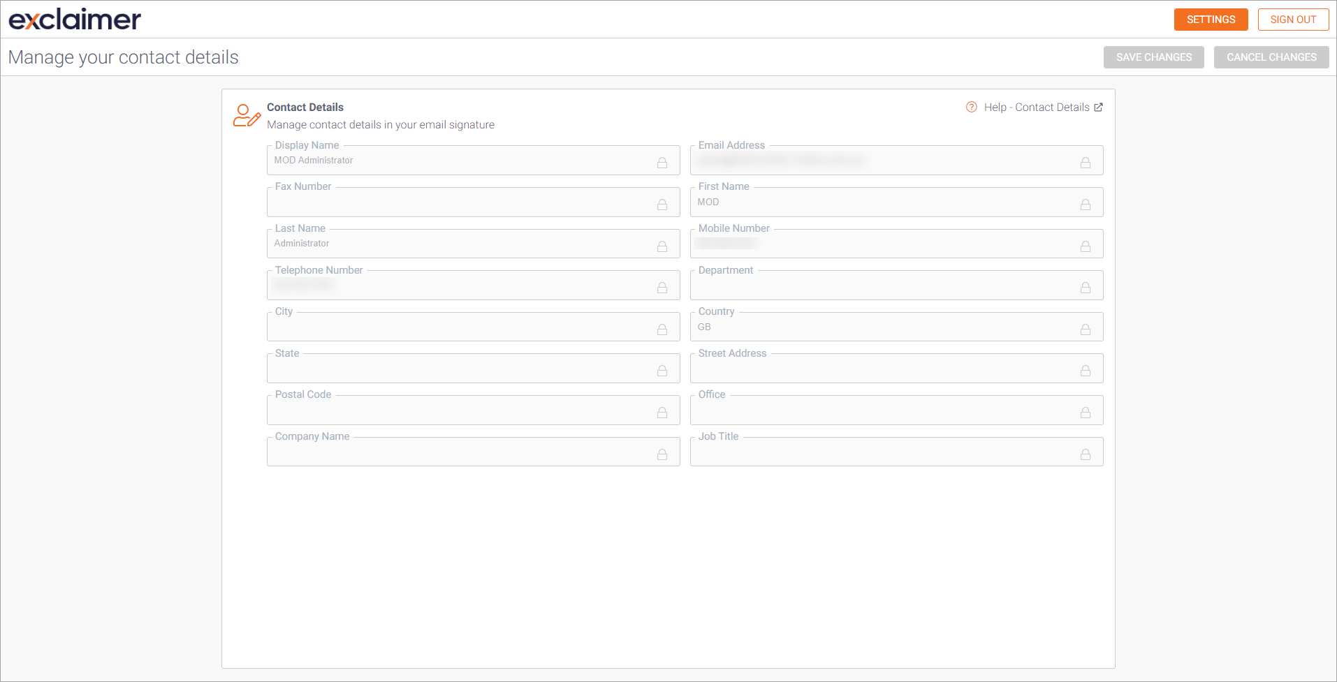 Manage your contact details – Exclaimer Cloud Knowledge Base